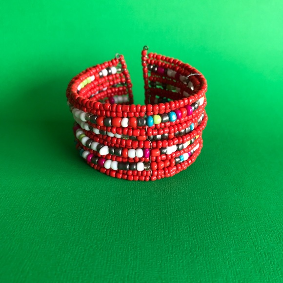 Jewelry | Red Hand Bead Bracelet | Poshmark